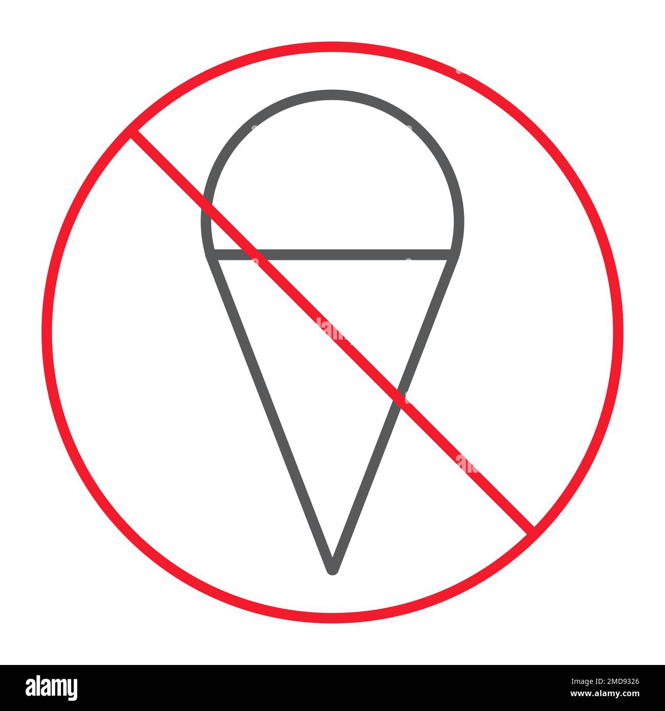 No ice cream thin line icon, prohibition and forbidden, no food sign ...