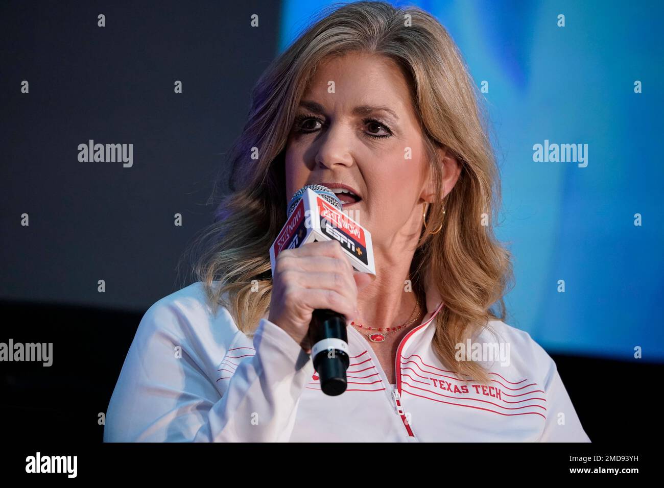 Texas Tech women's head coach Krista Gerlich speaks during the Big 12 ...