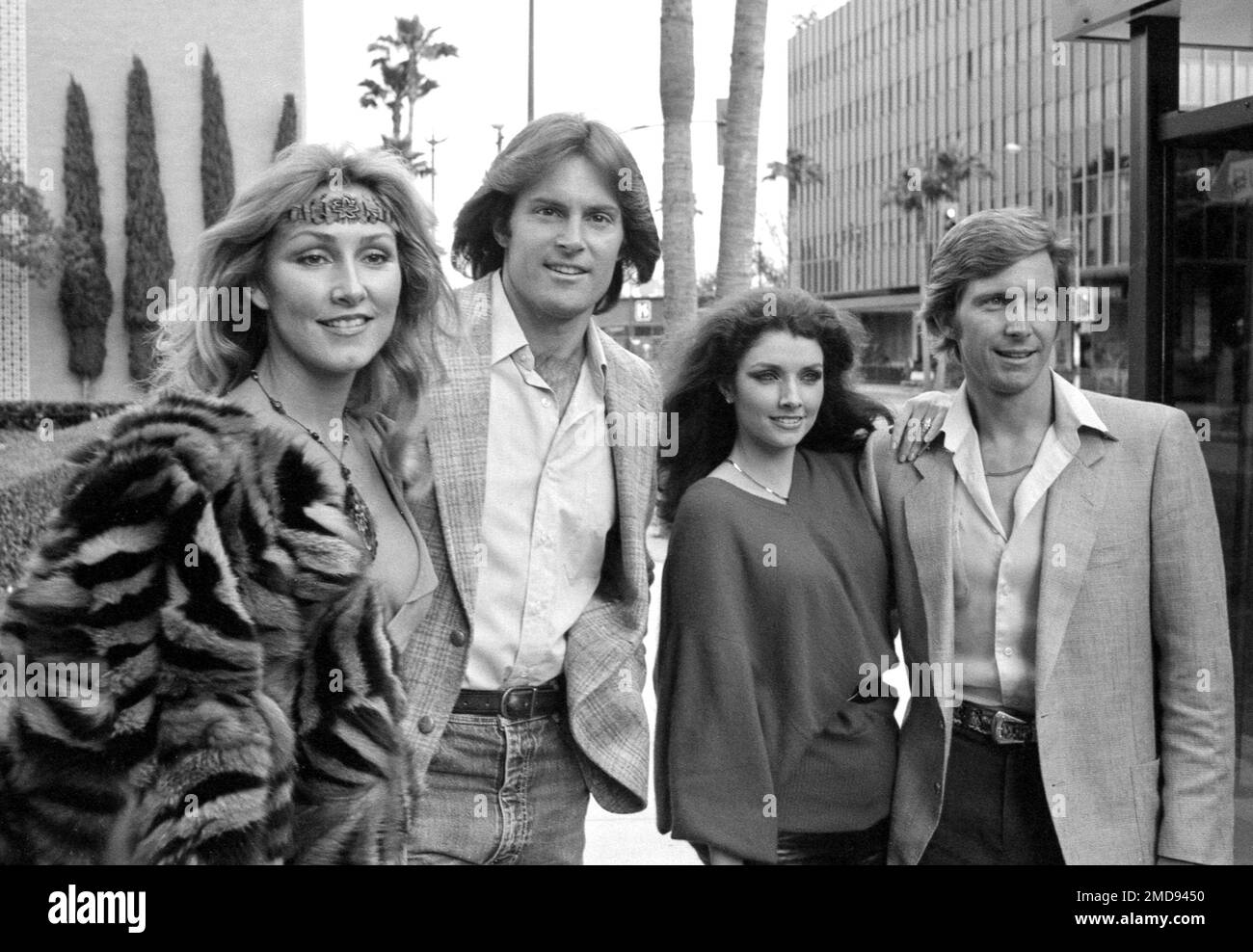 Bruce Jenner and wife Linda with Morgan Brittany and Jack Gill seen at the Academy Of Motion ...