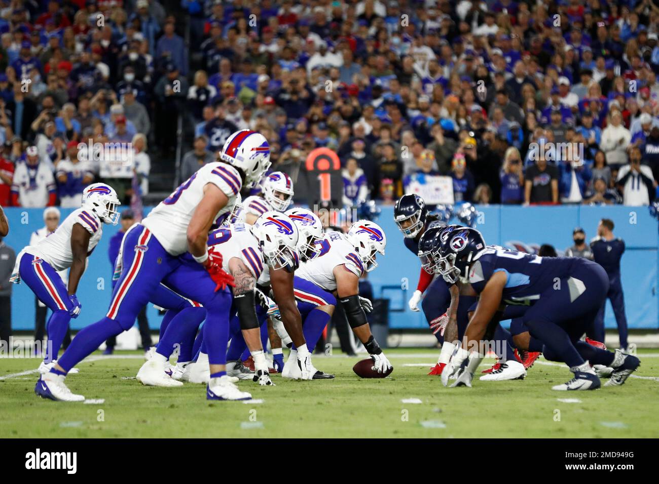 The Buffalo Bills and the Tennessee Titans line up in the first half of ...