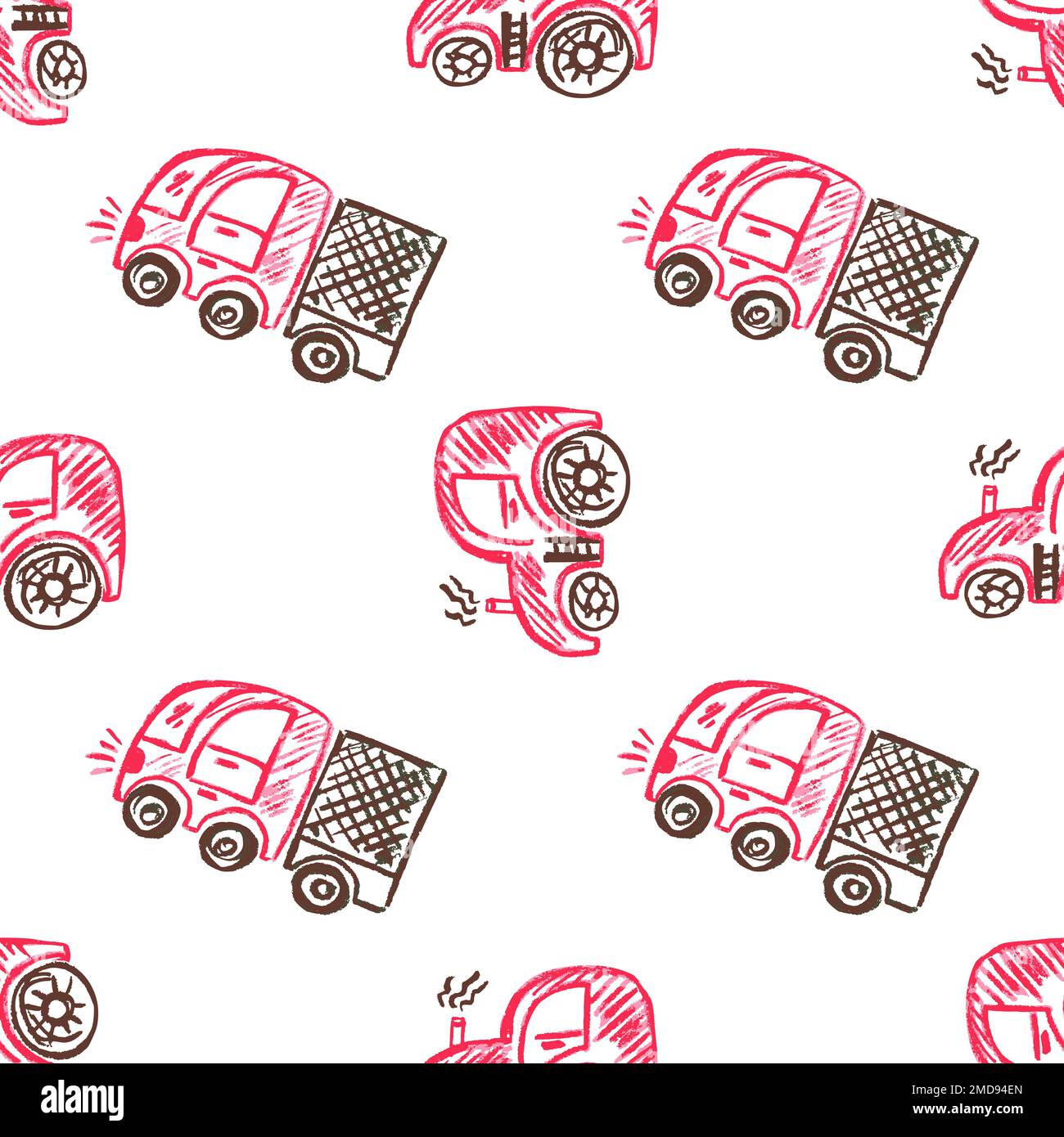 Boys seamless pattern. Car, tractor, truck. Children's drawings with ...