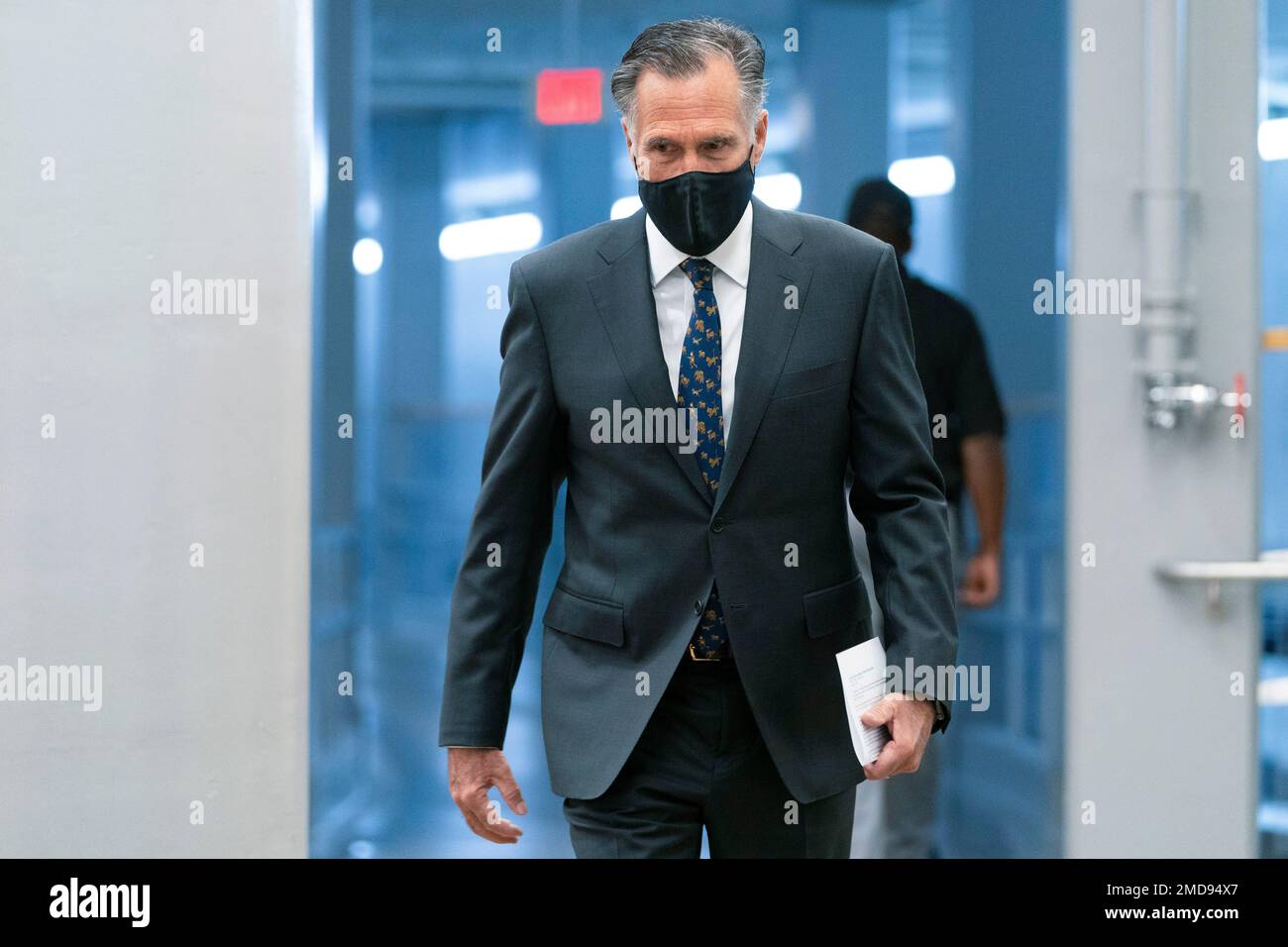 Sen. Mitt Romney, R-Utah, walks to a vote, Tuesday, Oct. 19, 2021, on ...