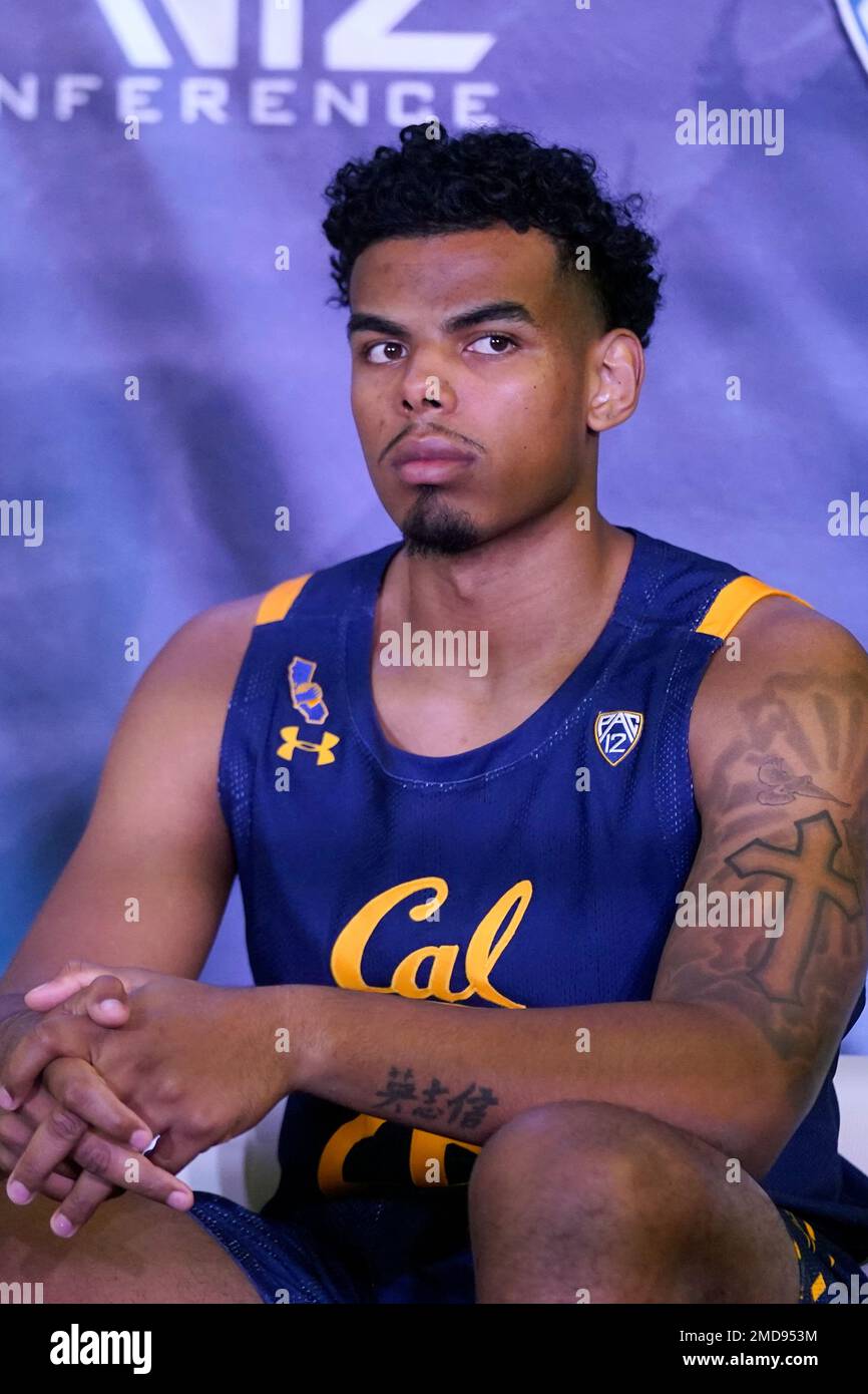 California's Andre Kelly speaks during Pac-12 Conference NCAA college ...