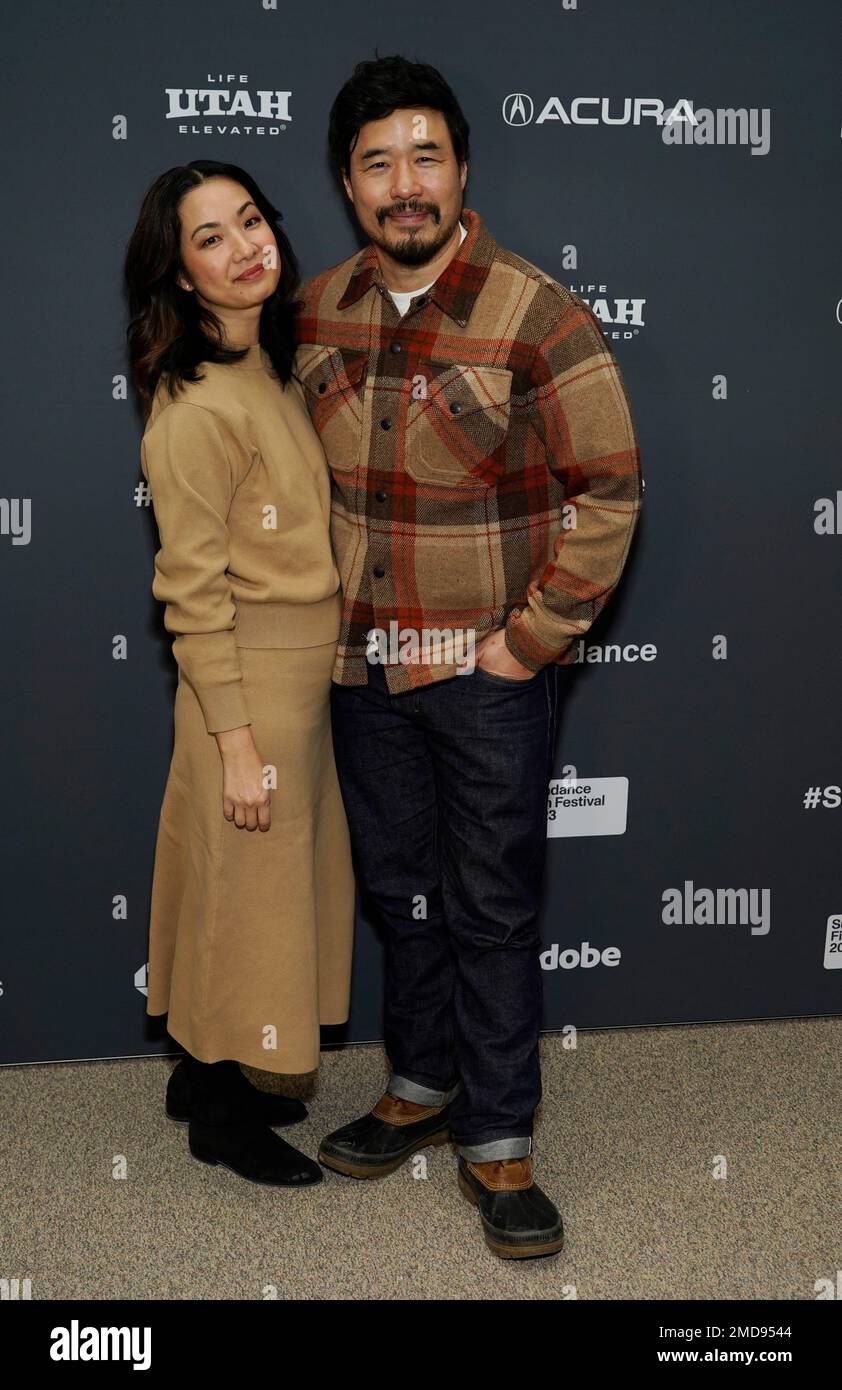 Randall Park poses with his wife Jae Suh at the premiere of the film ...