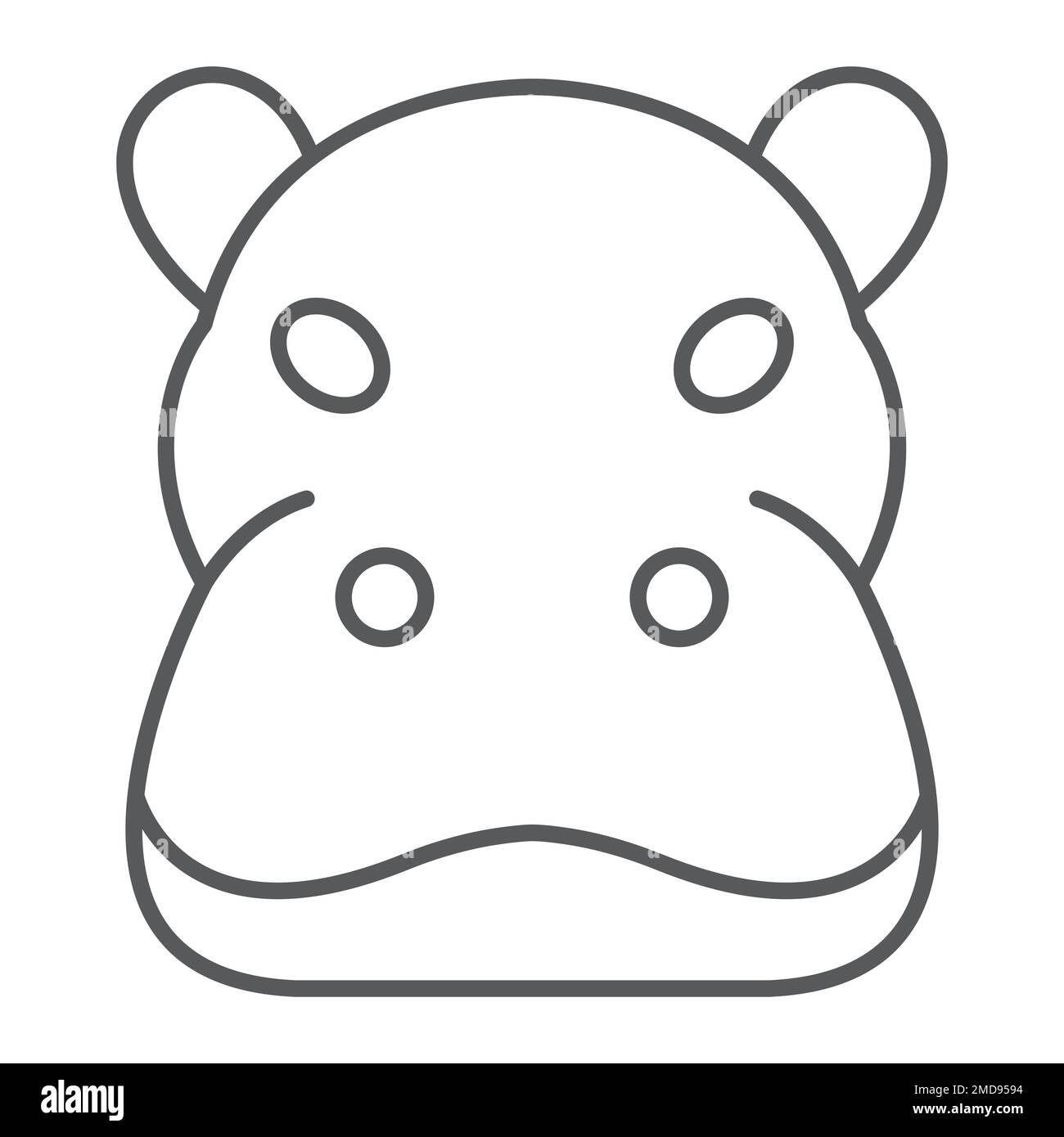 Hippo thin line icon, animal and zoo, hippopotamus et sign vector ...