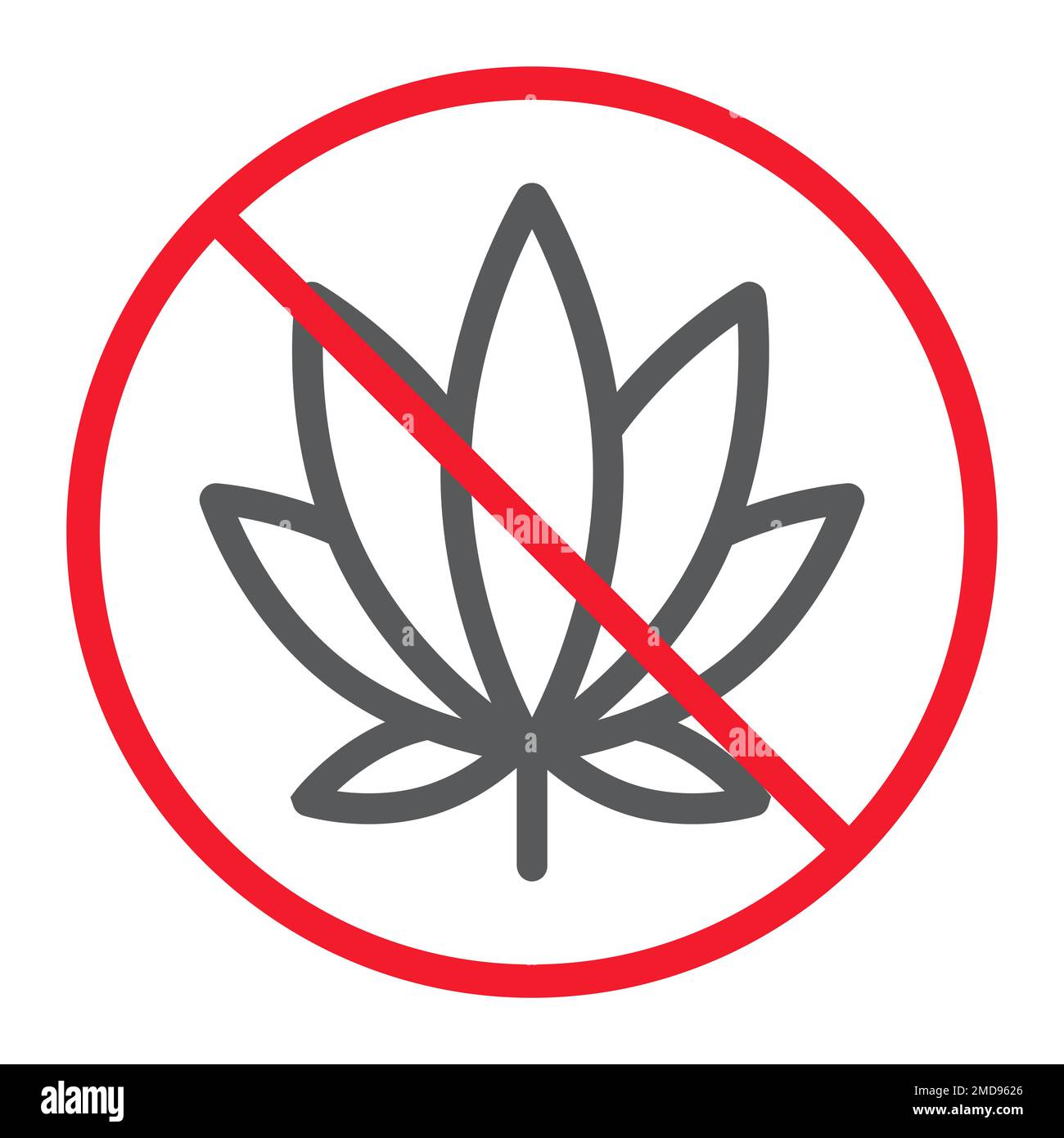 No marijuana line icon, prohibition and forbidden, no cannabis sign ...