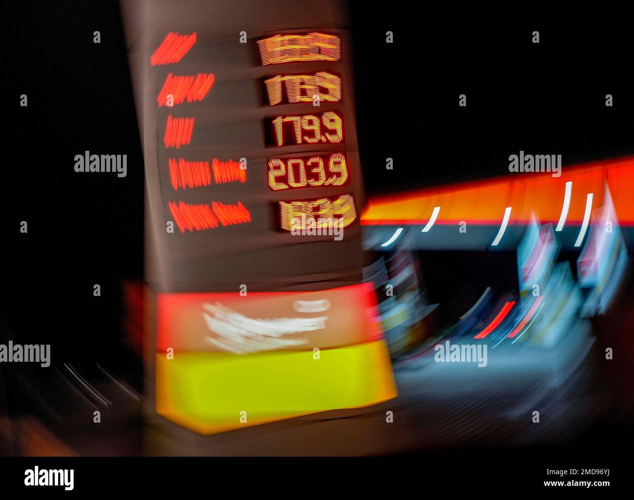 Gas prices are displayed at a gas station in Timmendorfer Strand ...