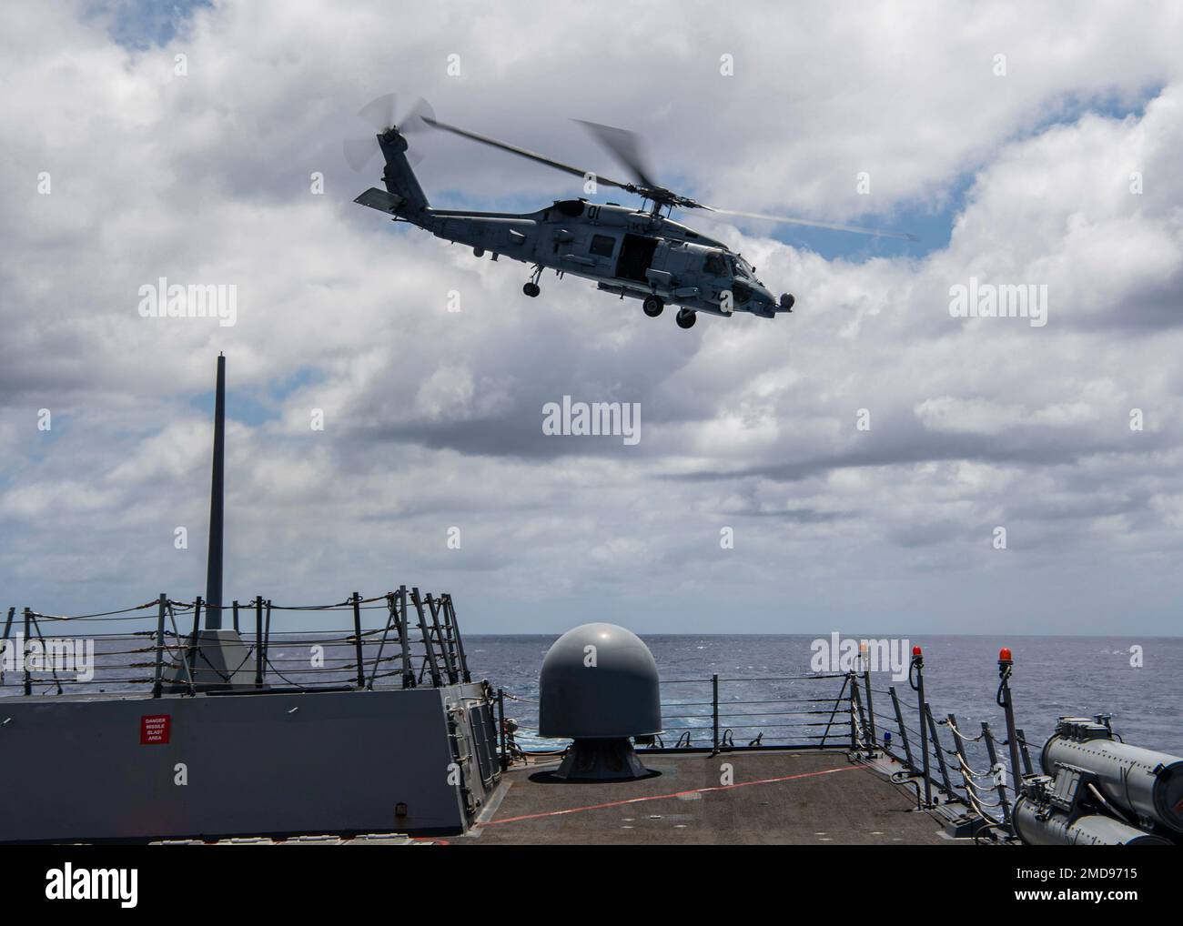 PACIFIC OCEAN (July 13, 2022) An MH-60R Sea Hawk helicopter, attached ...