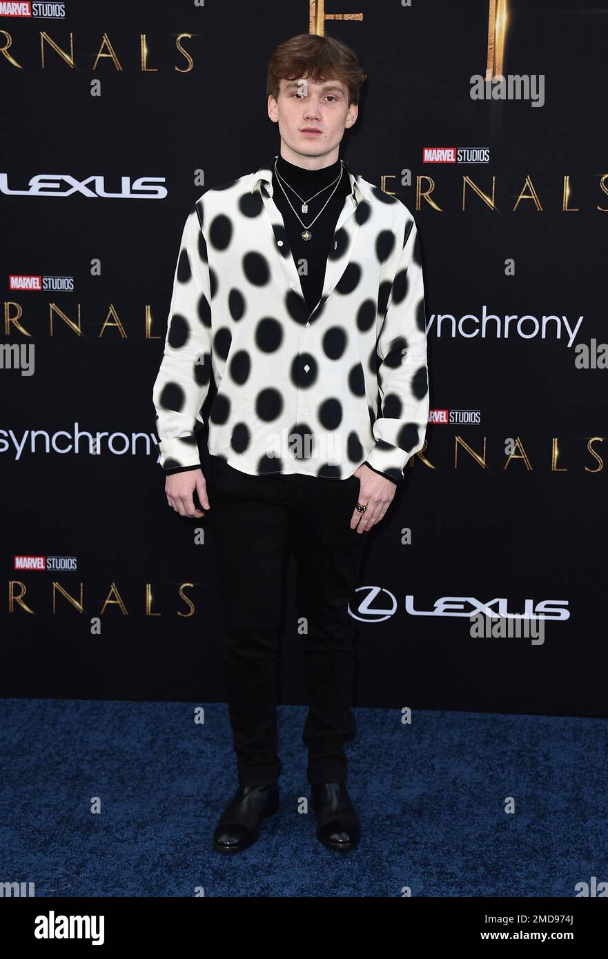 Matt Lintz arrives at the premiere of "Eternals" on Monday, Oct. 18 ...