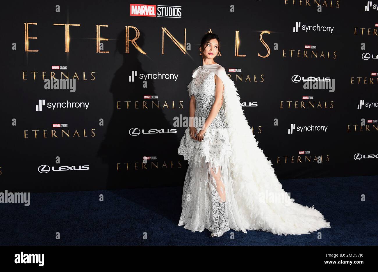 Cast member Gemma Chan arrives at the premiere of "Eternals" on Monday ...