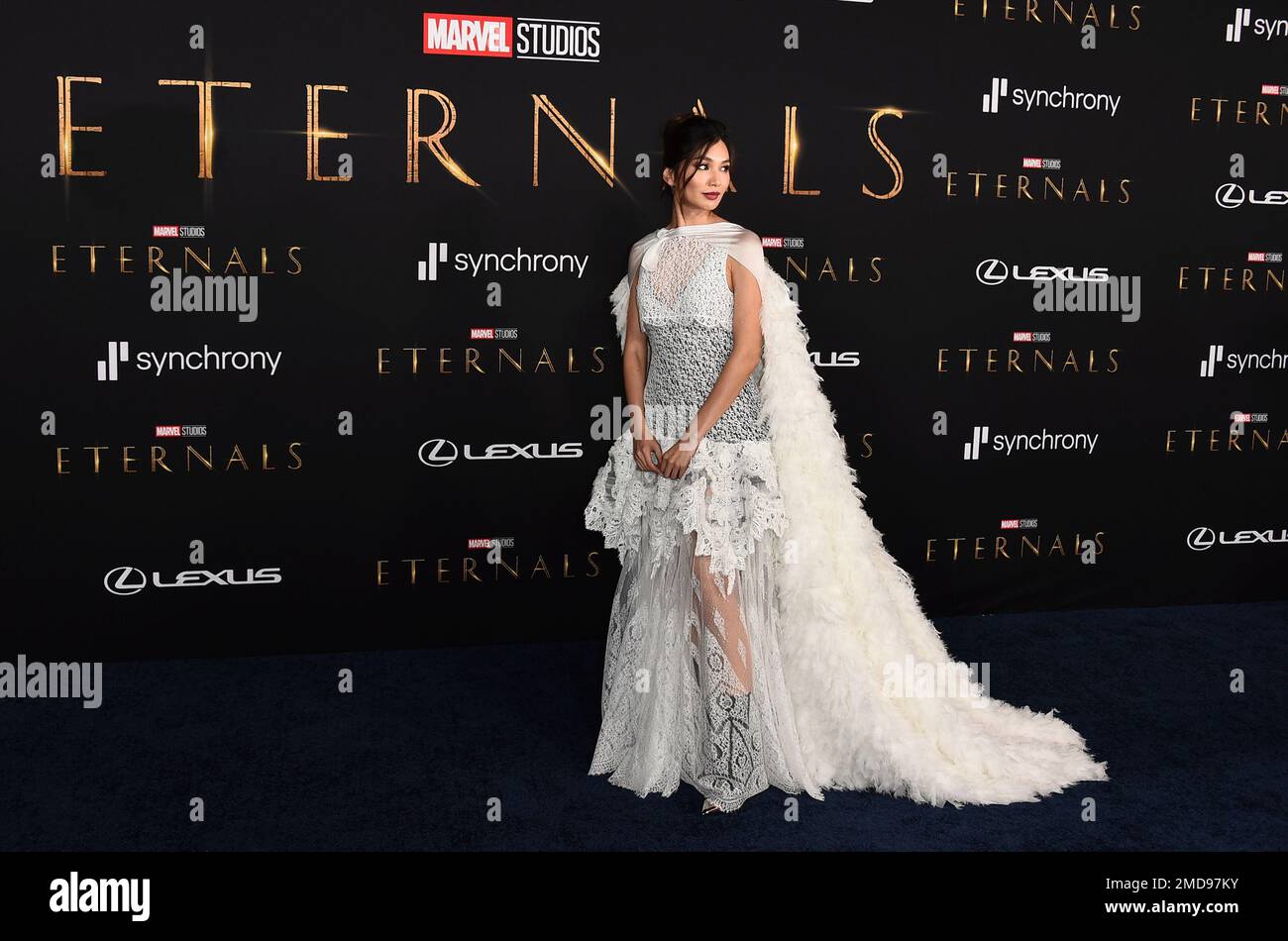 Cast member Gemma Chan arrives at the premiere of "Eternals" on Monday ...