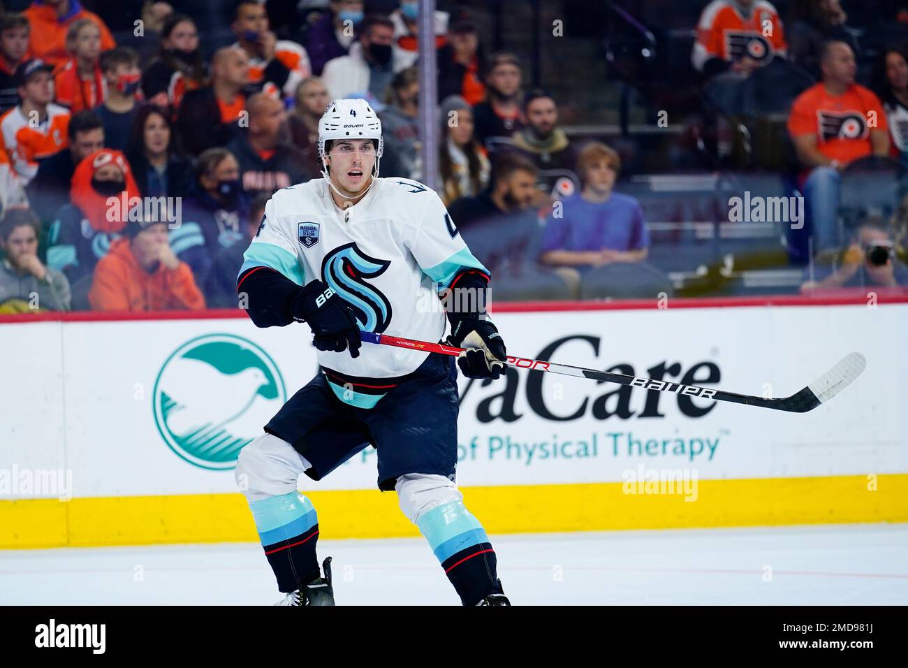 Seattle Kraken's Haydn Fleury plays during an NHL hockey game, Monday ...