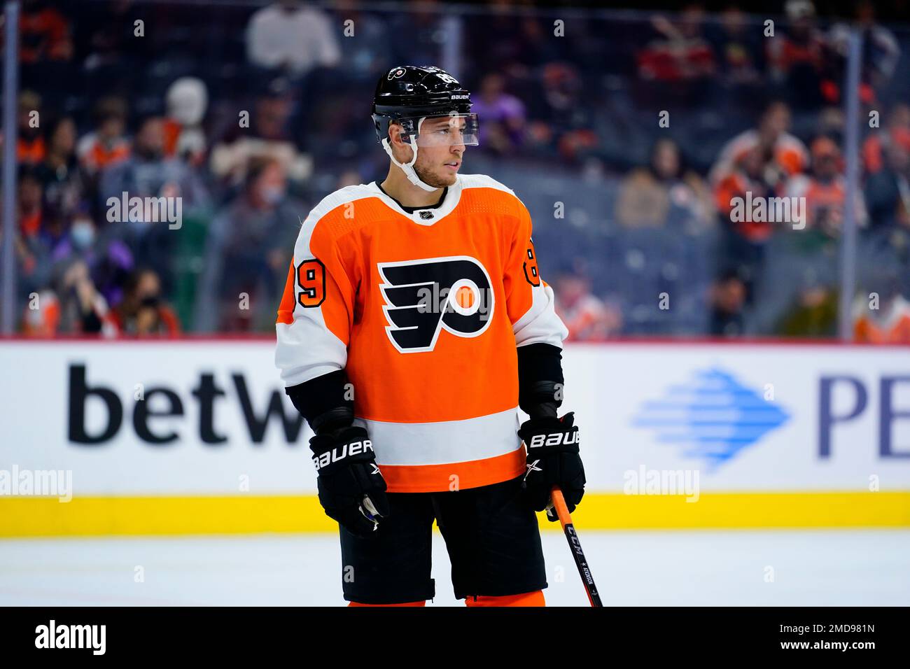 Philadelphia Flyers' Cam Atkinson plays during an NHL hockey game ...
