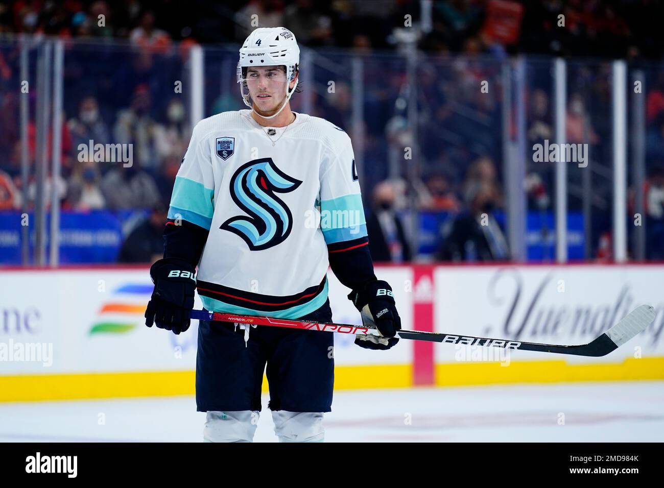 Seattle Kraken's Haydn Fleury plays during an NHL hockey game, Monday ...