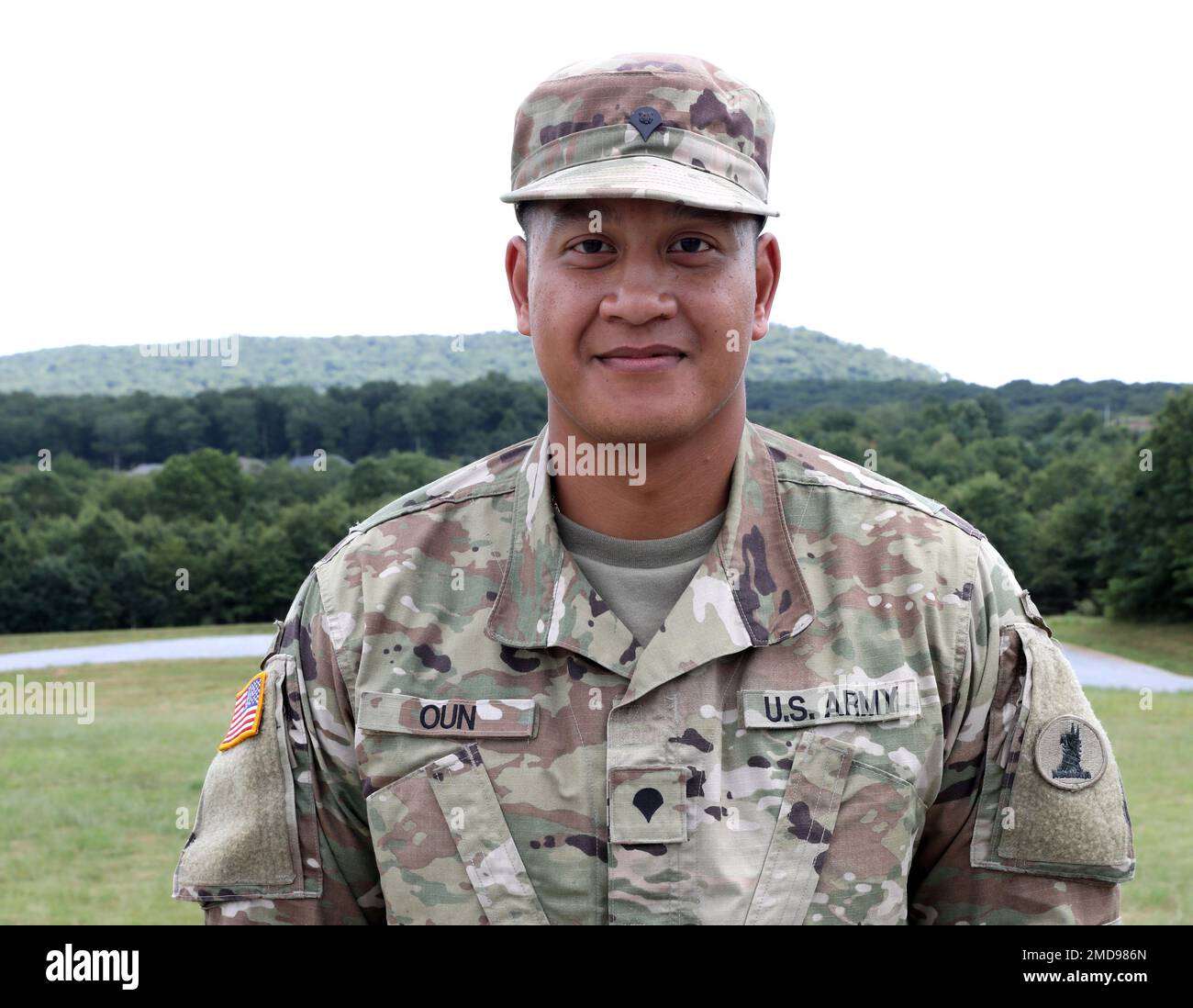 Spc. Ronald Oun, an electrical engineer assigned to the 160th Engineer ...