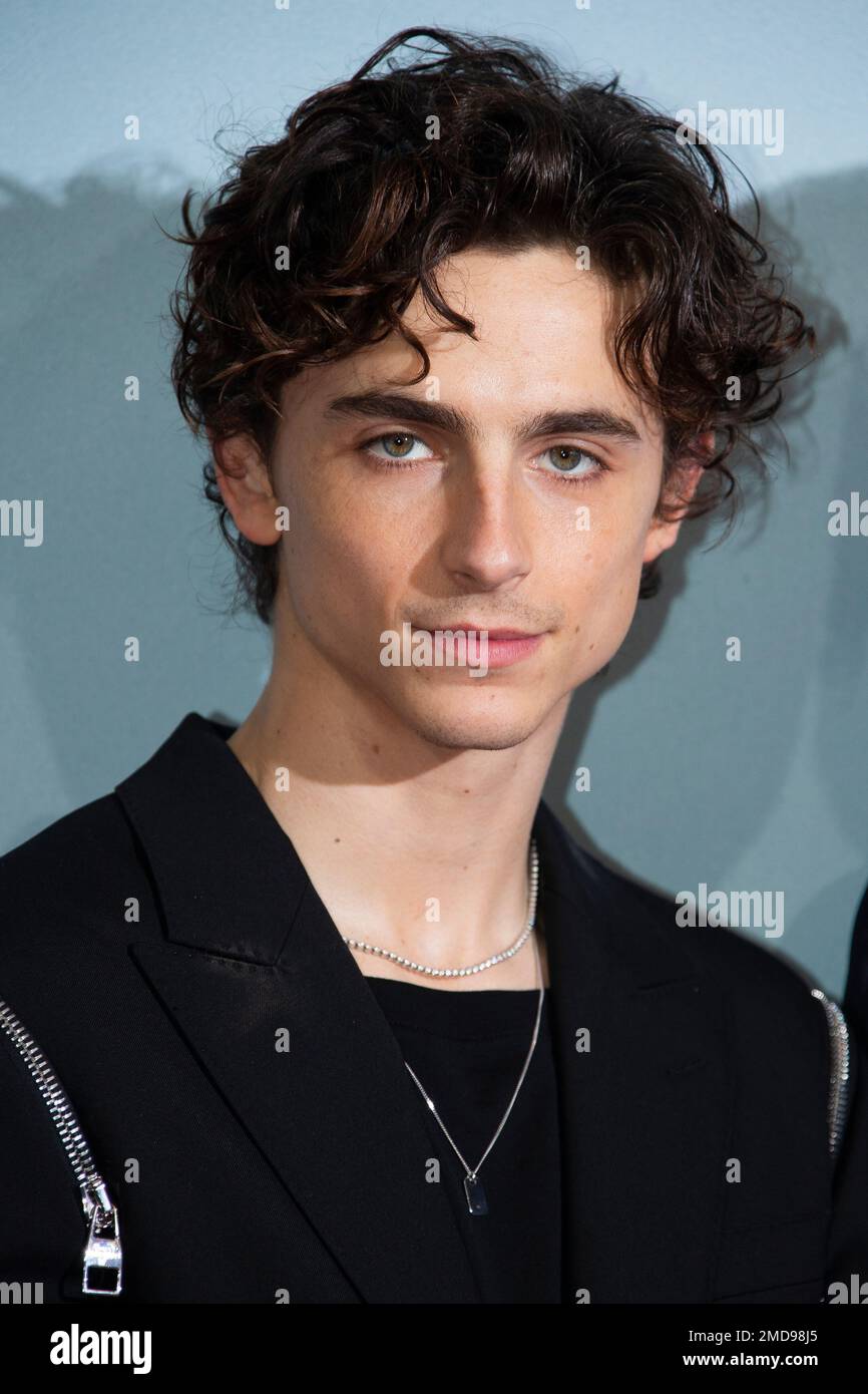 Timothee Chalamet poses for photographers upon arrival at the premiere of the film 'Dune' on ...