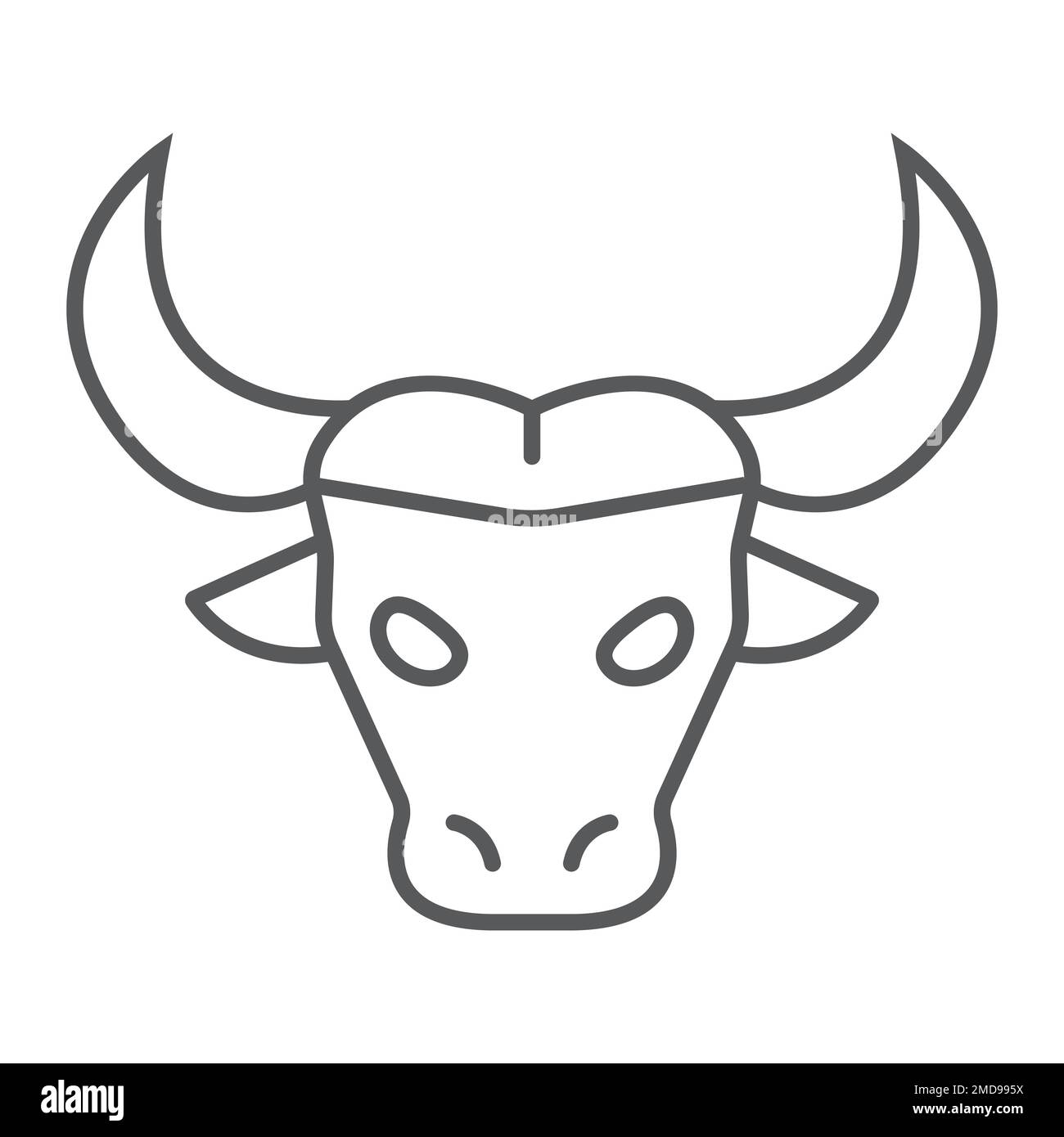 Buffalo thin line icon, animal and zoo, cattle sign vector graphics, a ...