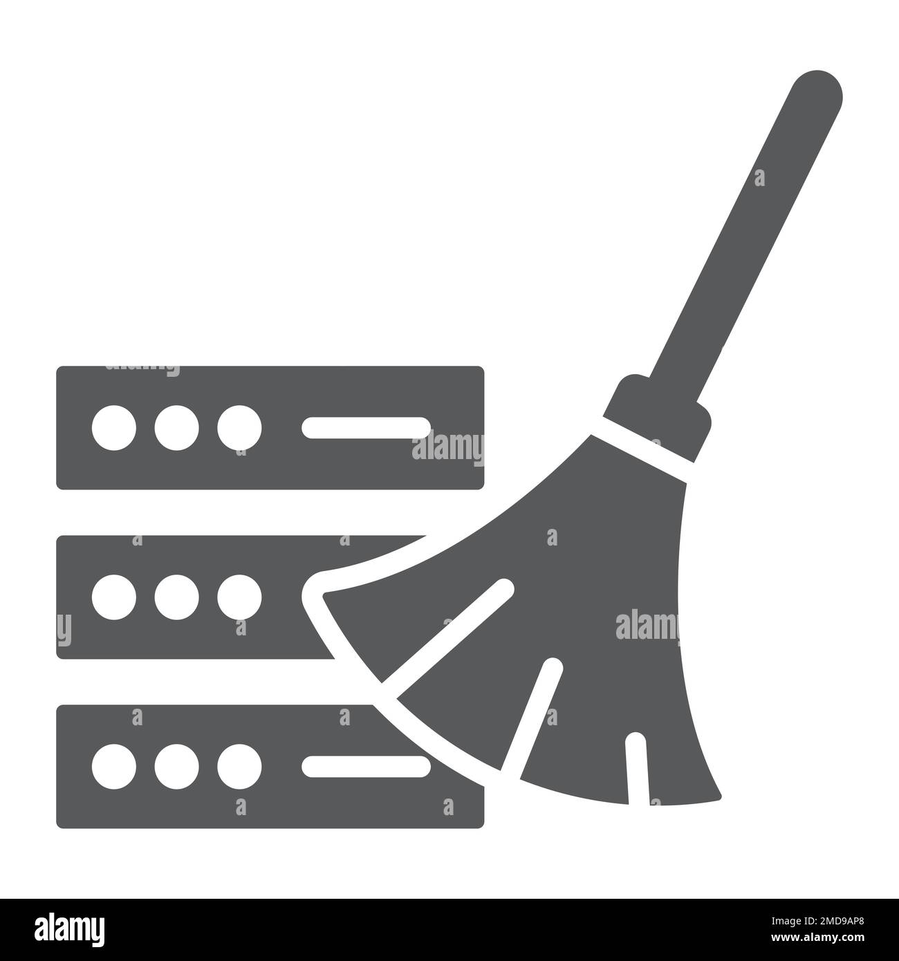 Database cleaning glyph icon, data and analytics, removing sign, vector ...