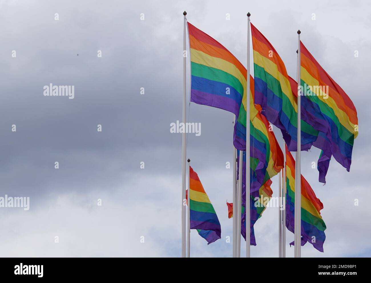 Low angle view of rainbow flag hi-res stock photography and images - Alamy