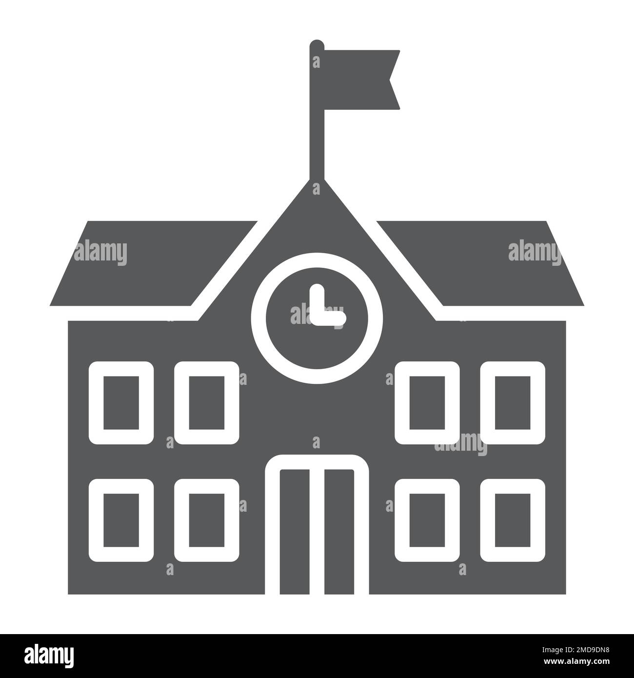 School building glyph icon, school and education, architecture sign ...