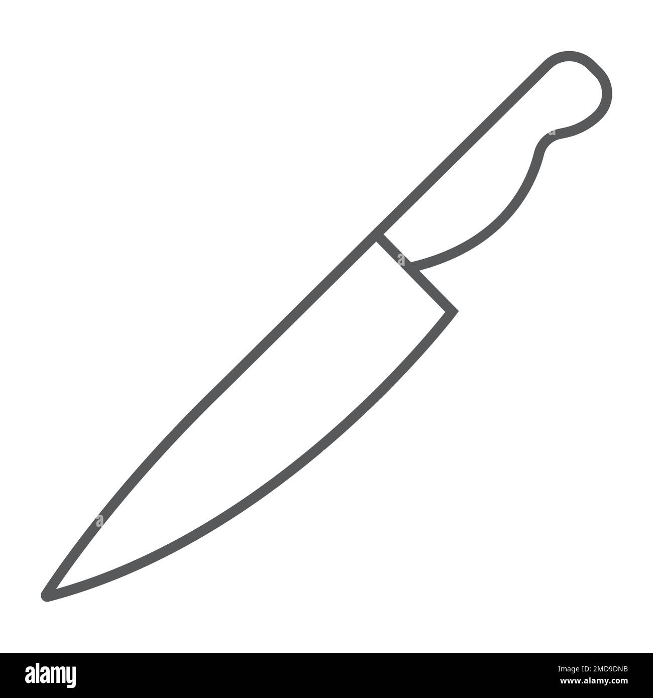 Knife thin line icon, kitchen and cooking, cook tool sign vector graphics, a linear pattern on a ...