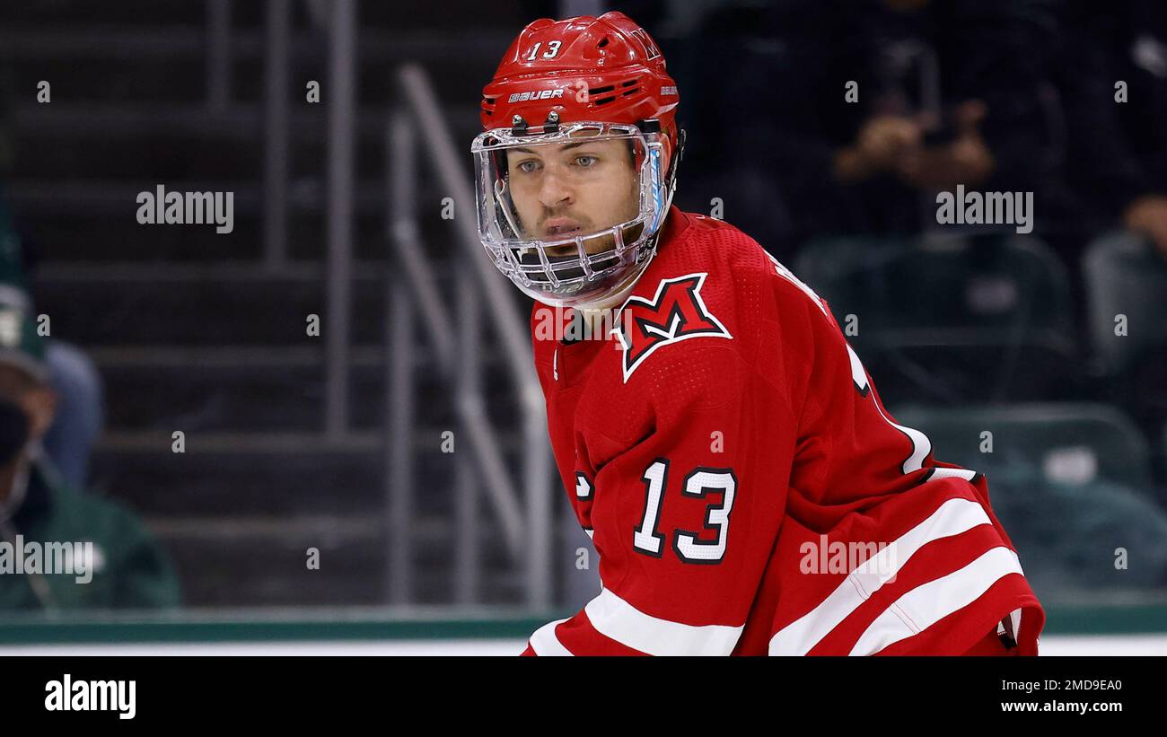 Miami's Derek Daschke plays during an NCAA hockey game on Saturday, Oct ...