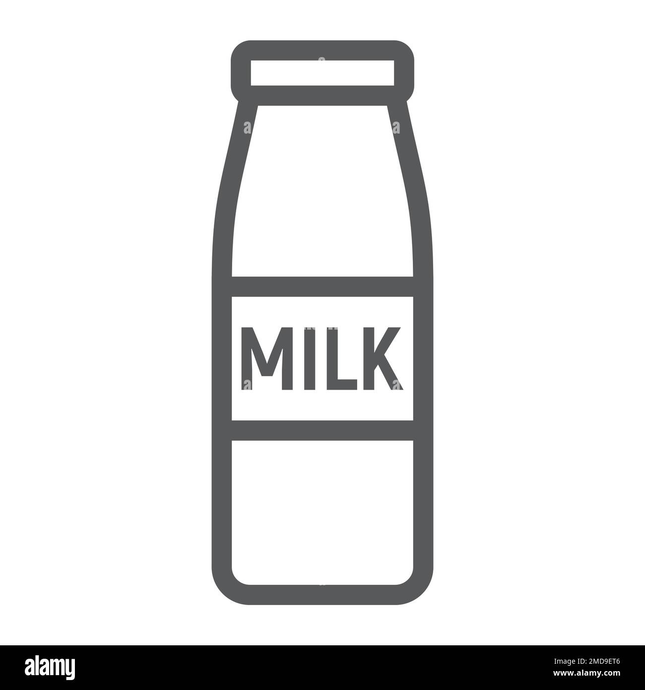 Bottle of milk line icon, drink and food, dairy sign vector graphics, a ...