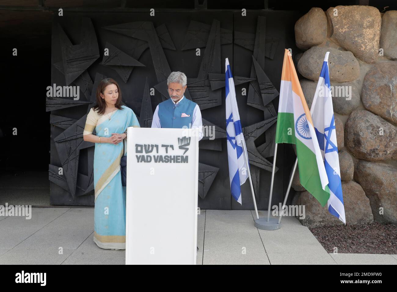 Indian Foreign Minister Subrahmanyam Jaishankar, right, and his wife ...