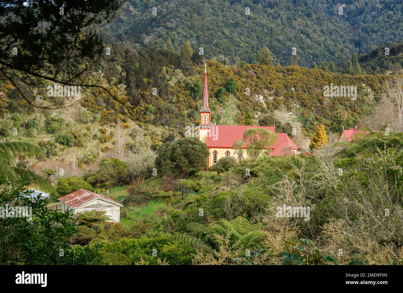 Set in bush landscape St Joseph's Catholic Church at Hiruharama ...
