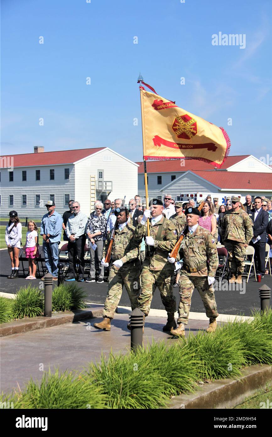 Members of the color guard move July 14, 2022, during the Fort McCoy ...