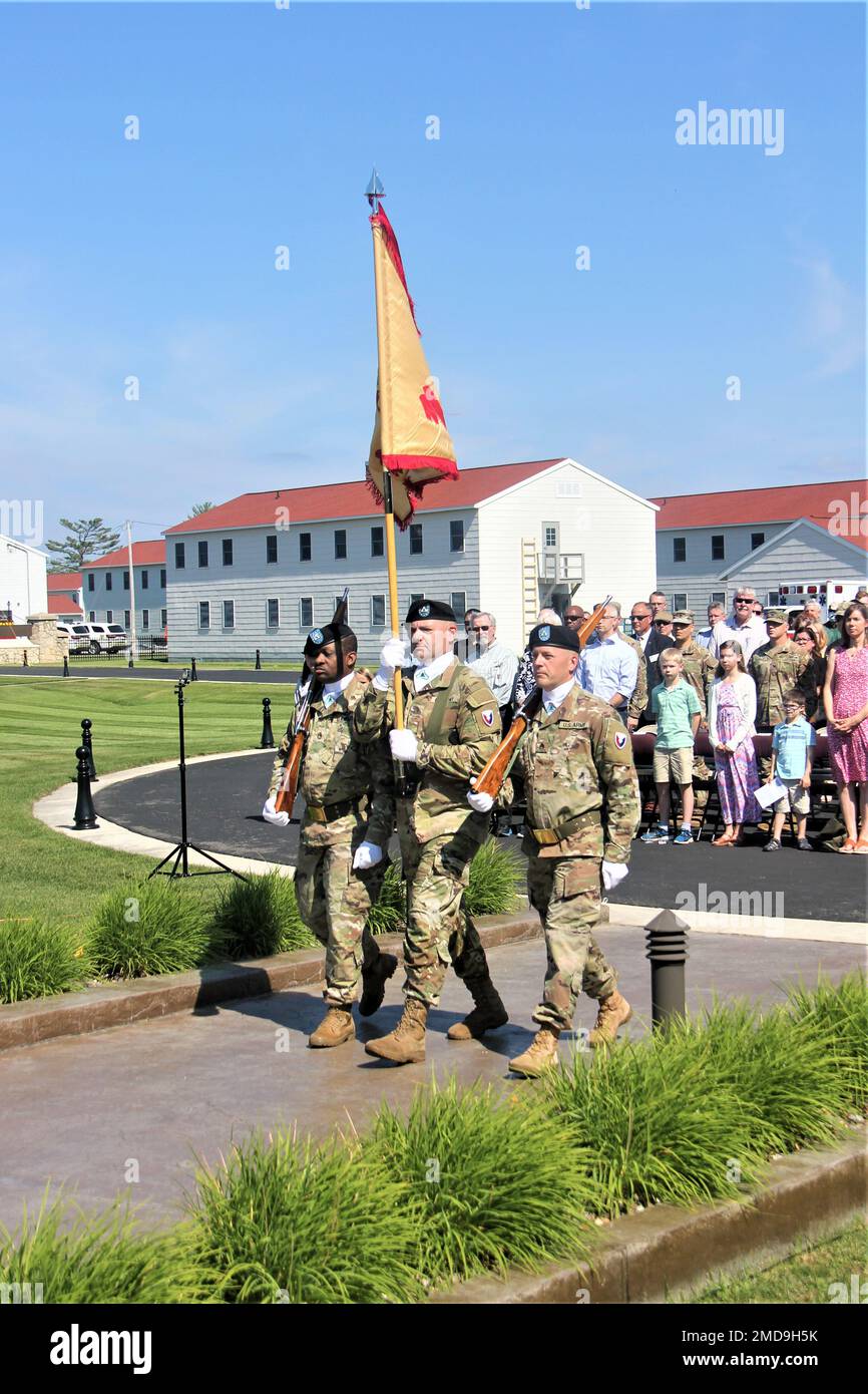 Members of the color guard move July 14, 2022, during the Fort McCoy ...