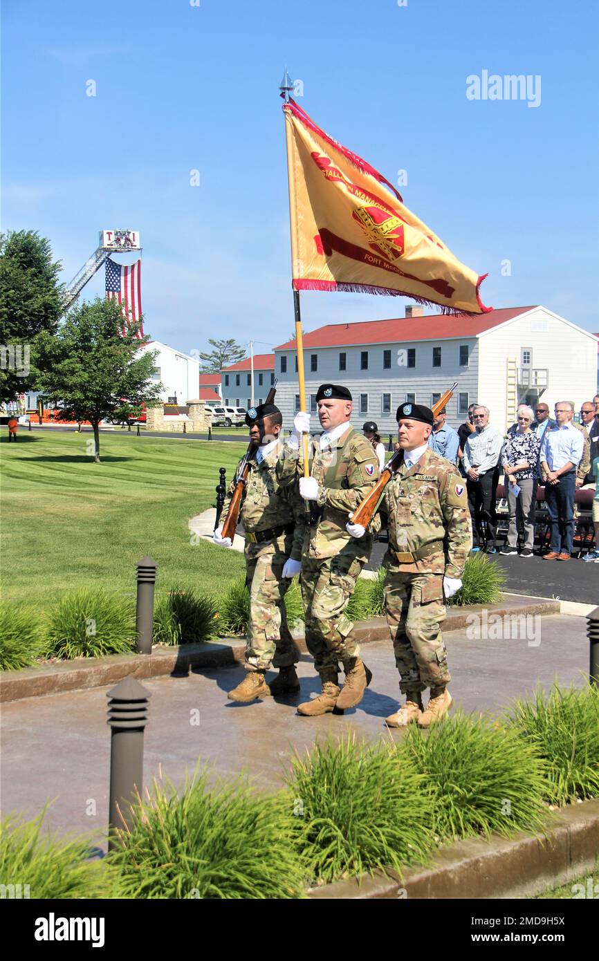 Members of the color guard move July 14, 2022, during the Fort McCoy ...