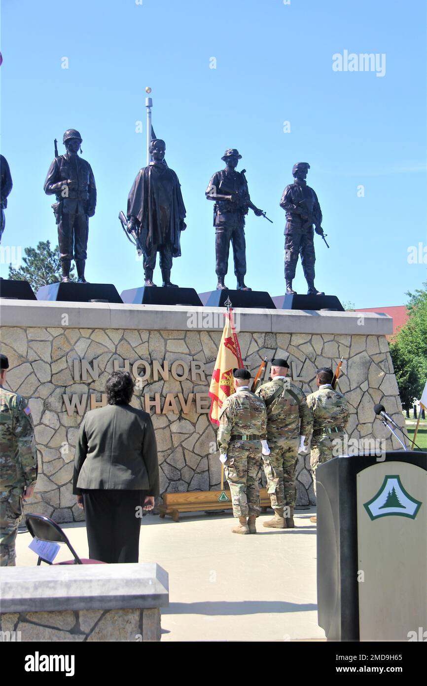 Members of the color guard move July 14, 2022, during the Fort McCoy ...