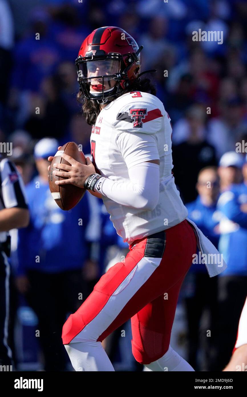 Texas Tech quarterback Henry Colombi looks to pass during an NCAA ...