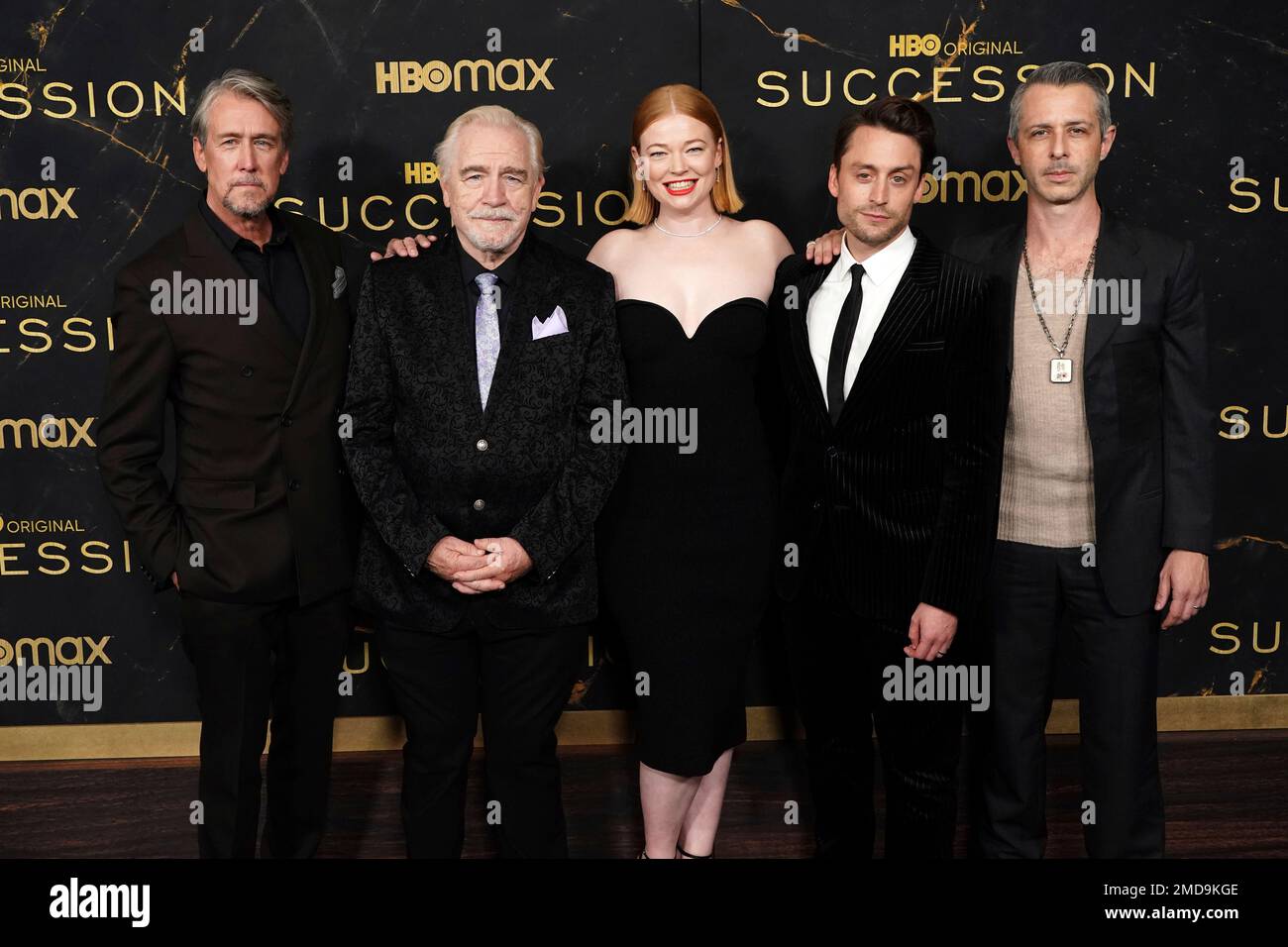 Alan Ruck, from left, Brian Cox, Sarah Snook, Kieran Culkin and Jeremy ...