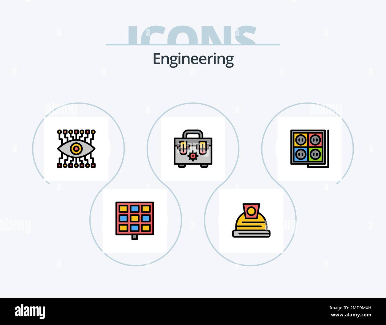 Engineering Line Filled Icon Pack 5 Icon Design. hardware. tool. construction. socket ...