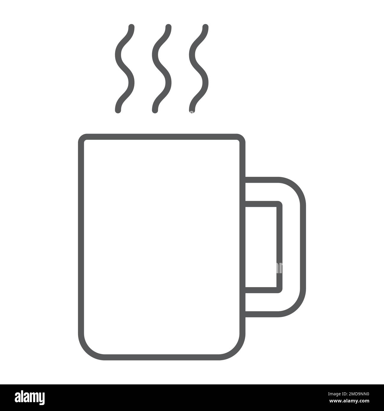 Mug thin line icon, kitchen and drink, coffee sign vector graphics, a ...