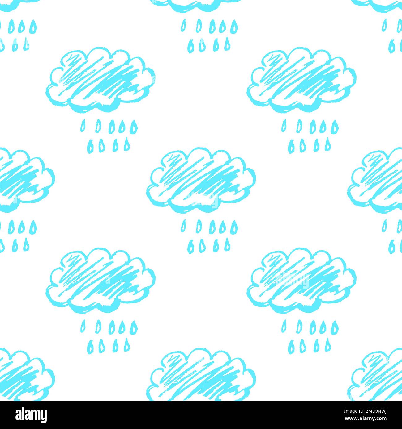 Sky seamless pattern. Children's drawings with wax crayons. Clouds ...