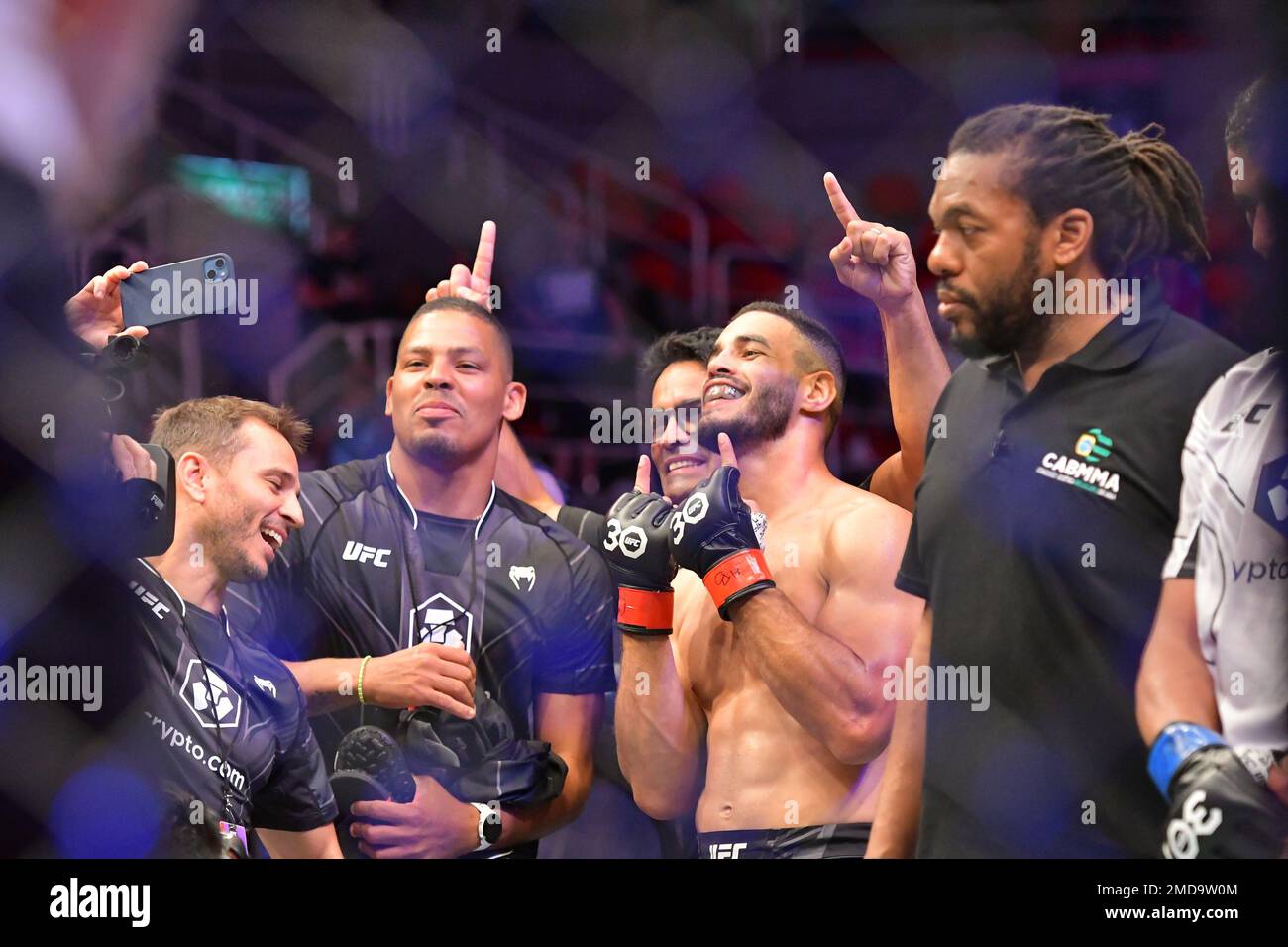 RIO DE JANEIRO, RJ - JANUARY 21: Mounir Lazzez (blue gloves) battles ...
