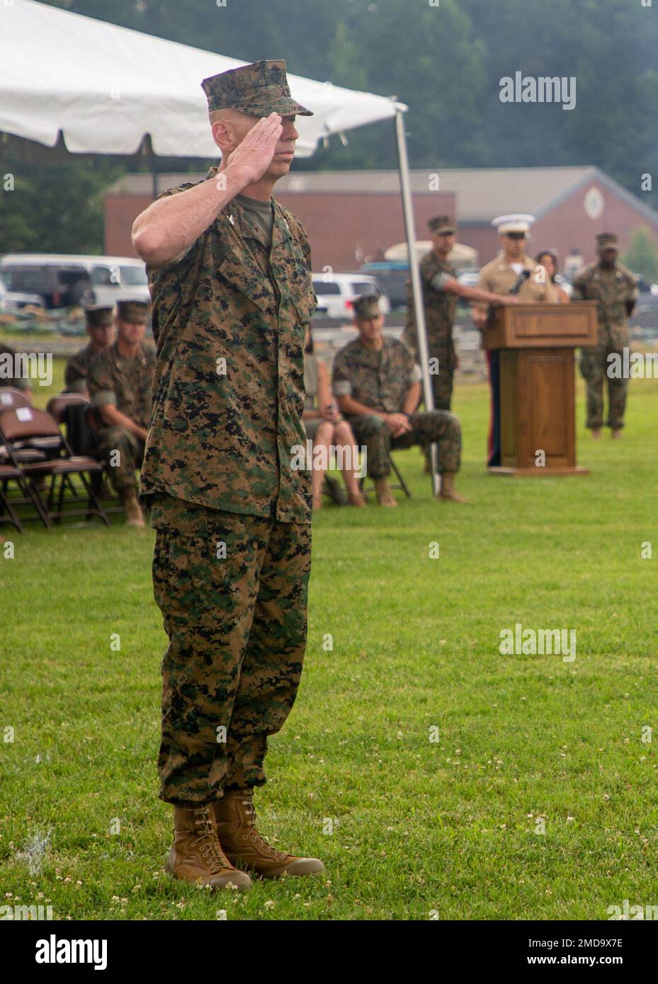 U.S. Marine Corps Col. Joel F. Schmidt, the outgoing commanding officer ...