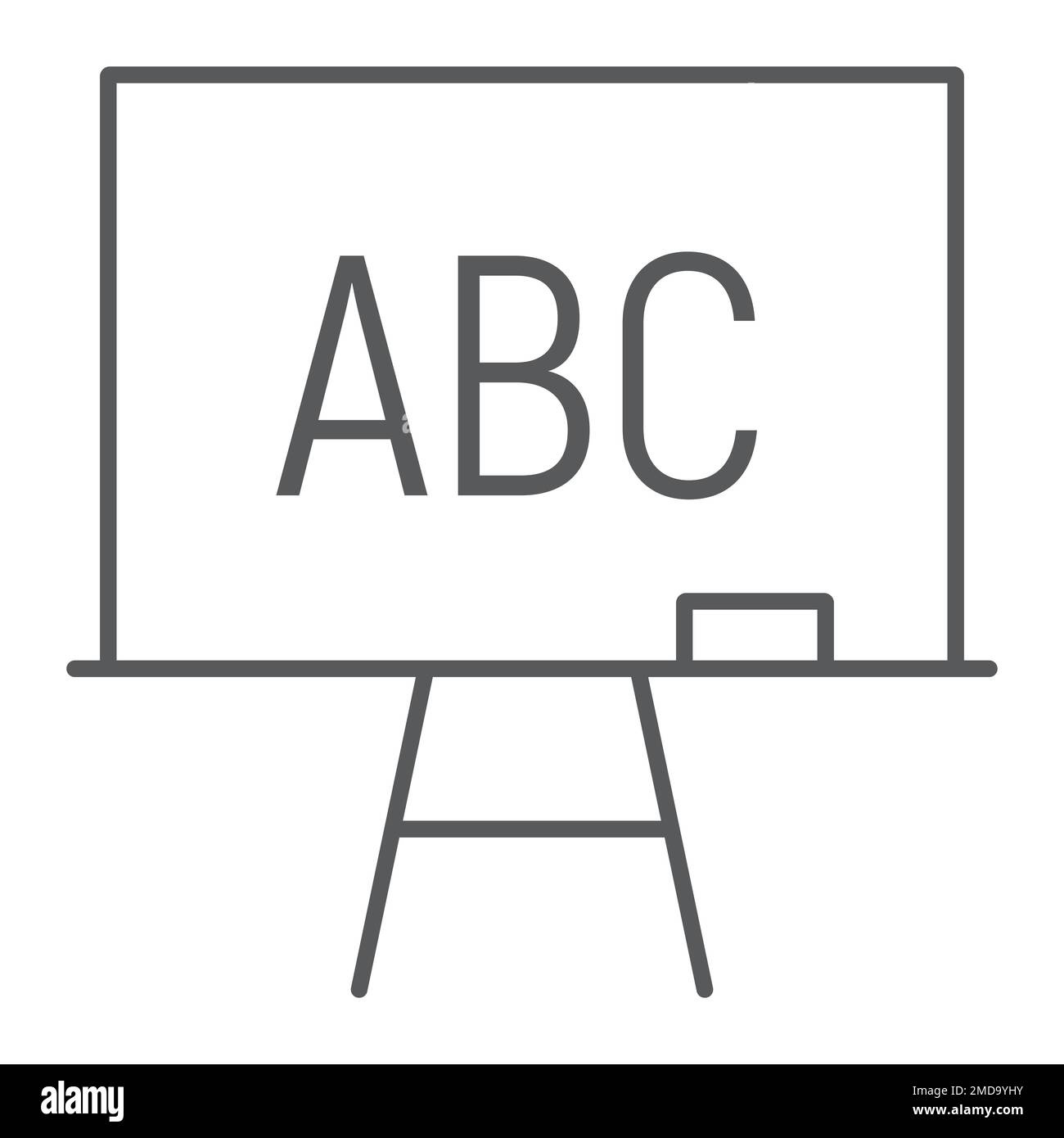 Blackboard thin line icon, school and education, board stand sign ...