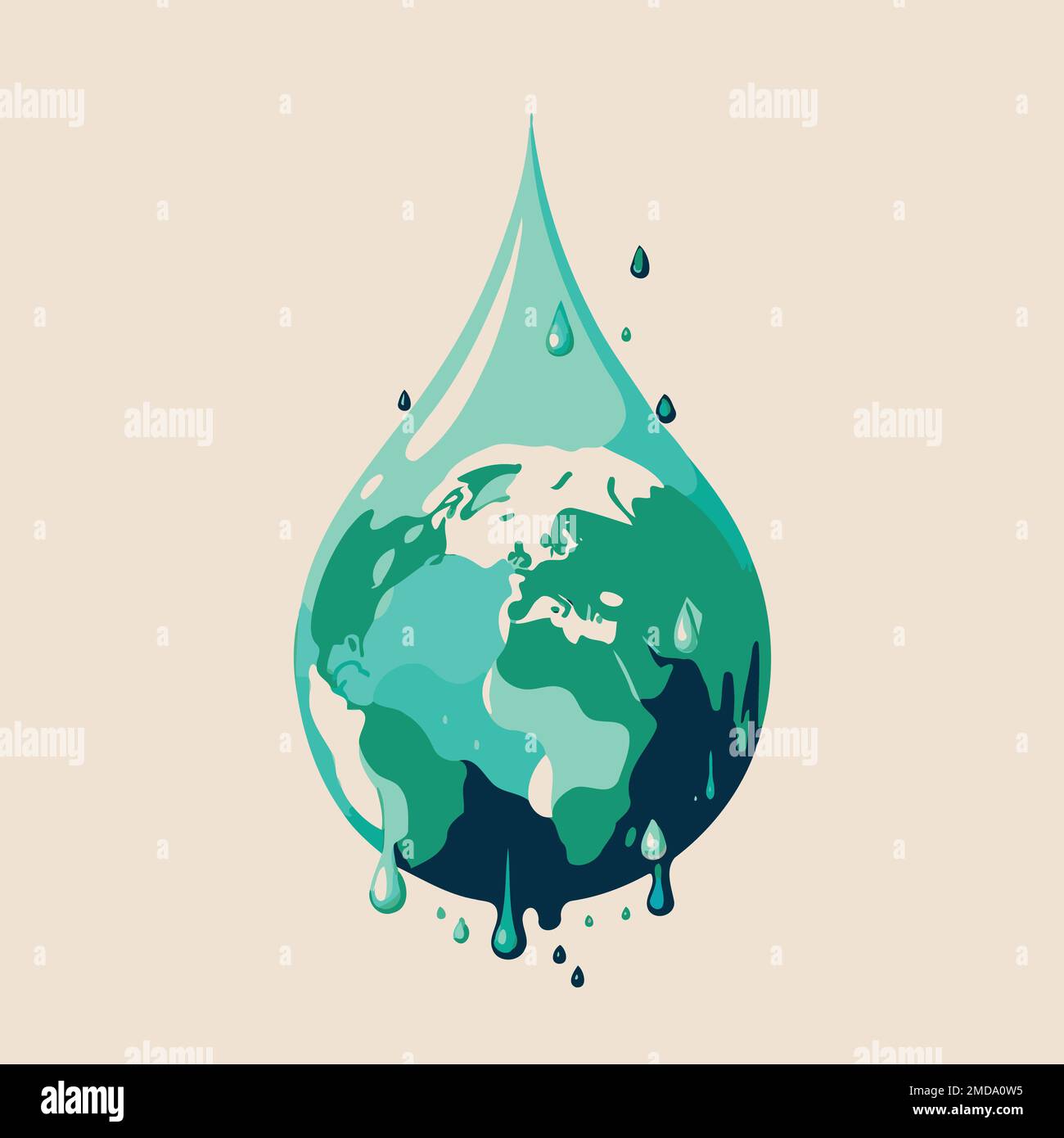 illustration of planet in the shape of a drop of water made to ...