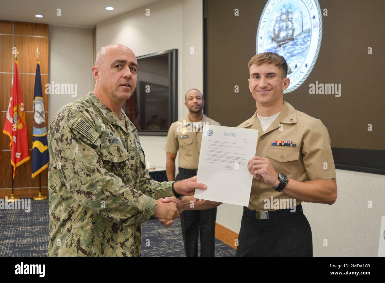 WASHINGTON, DC (July 14, 2022) - Capt. Mark Burns (left), Naval Support ...