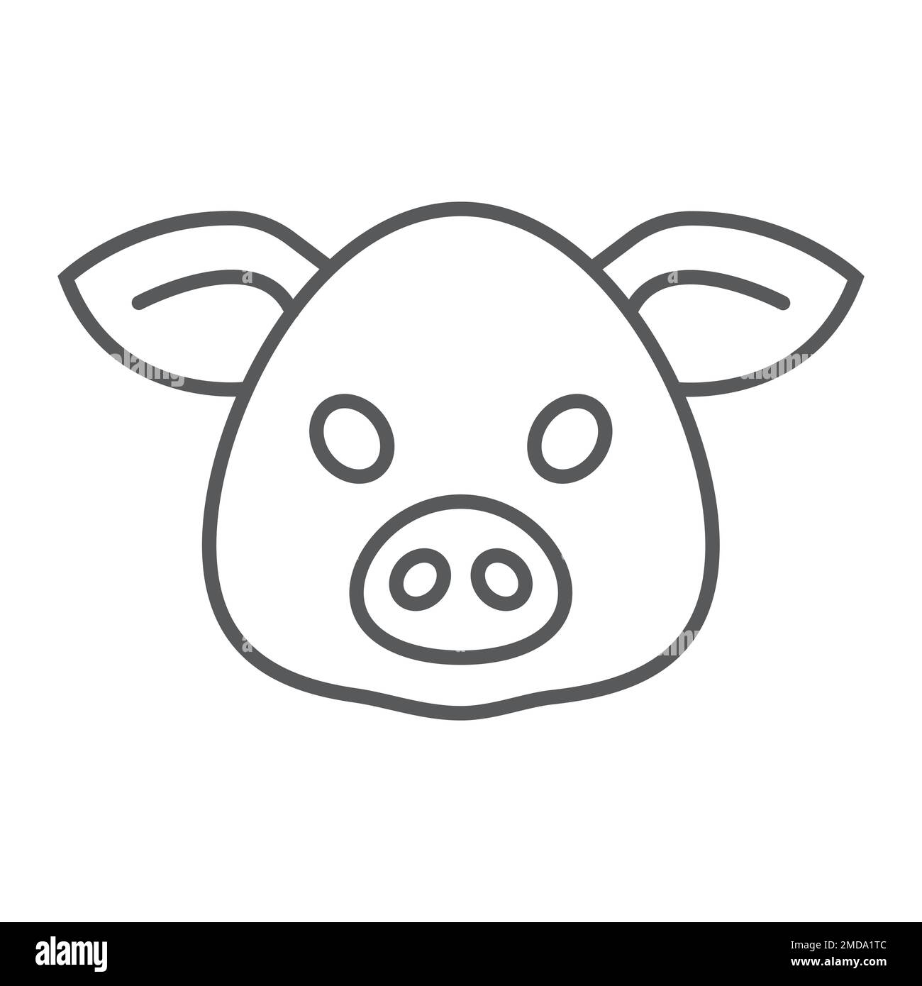 Pig thin line icon, animal and zoo, pork sign vector graphics, a linear ...