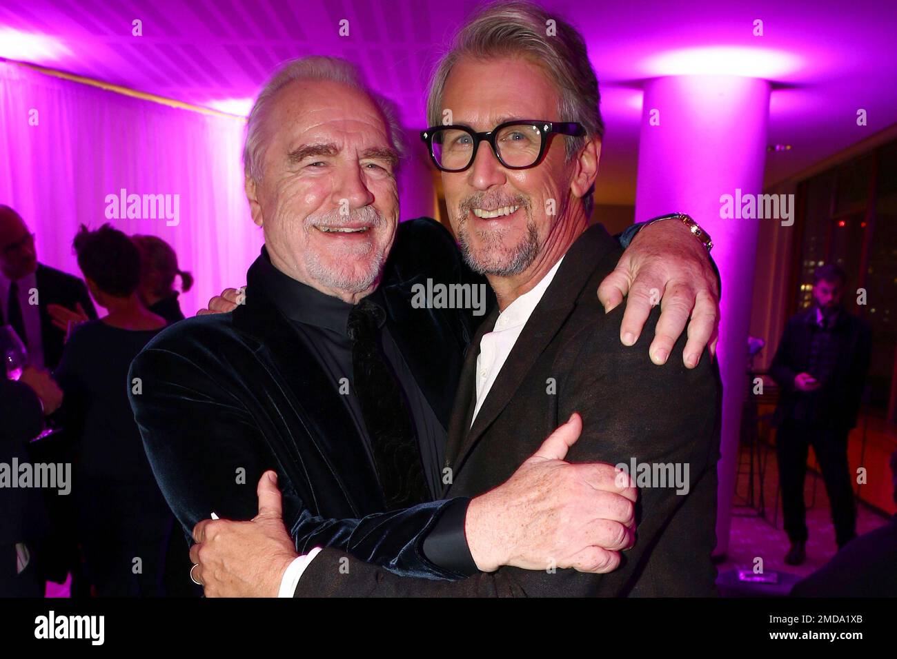 Alan Ruck and Brian Cox hug at the party for the premiere of ...