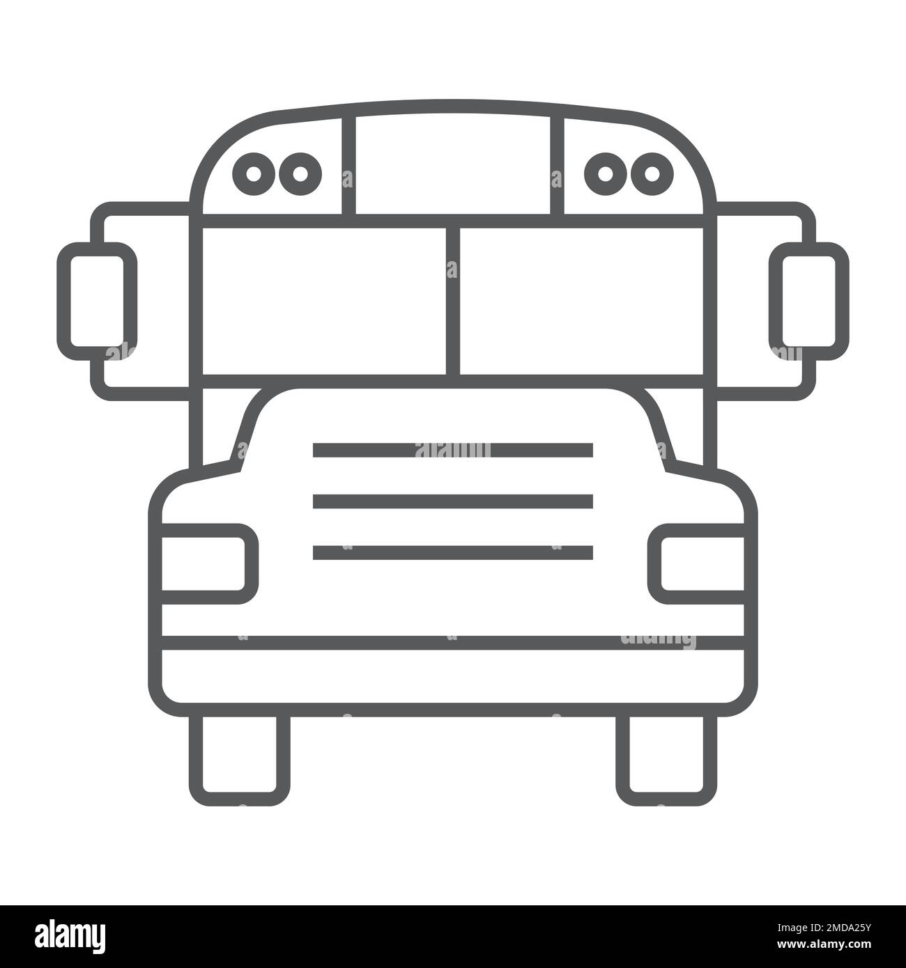 School bus thin line icon, school and education, transportation sign ...