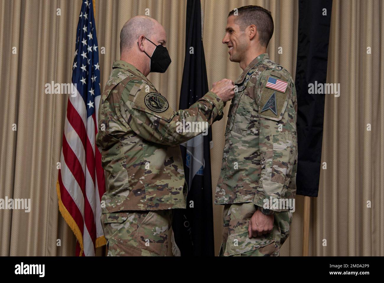U.S. Space Force Brig. Gen. Dennis Bythewood, left, deputy commander of ...