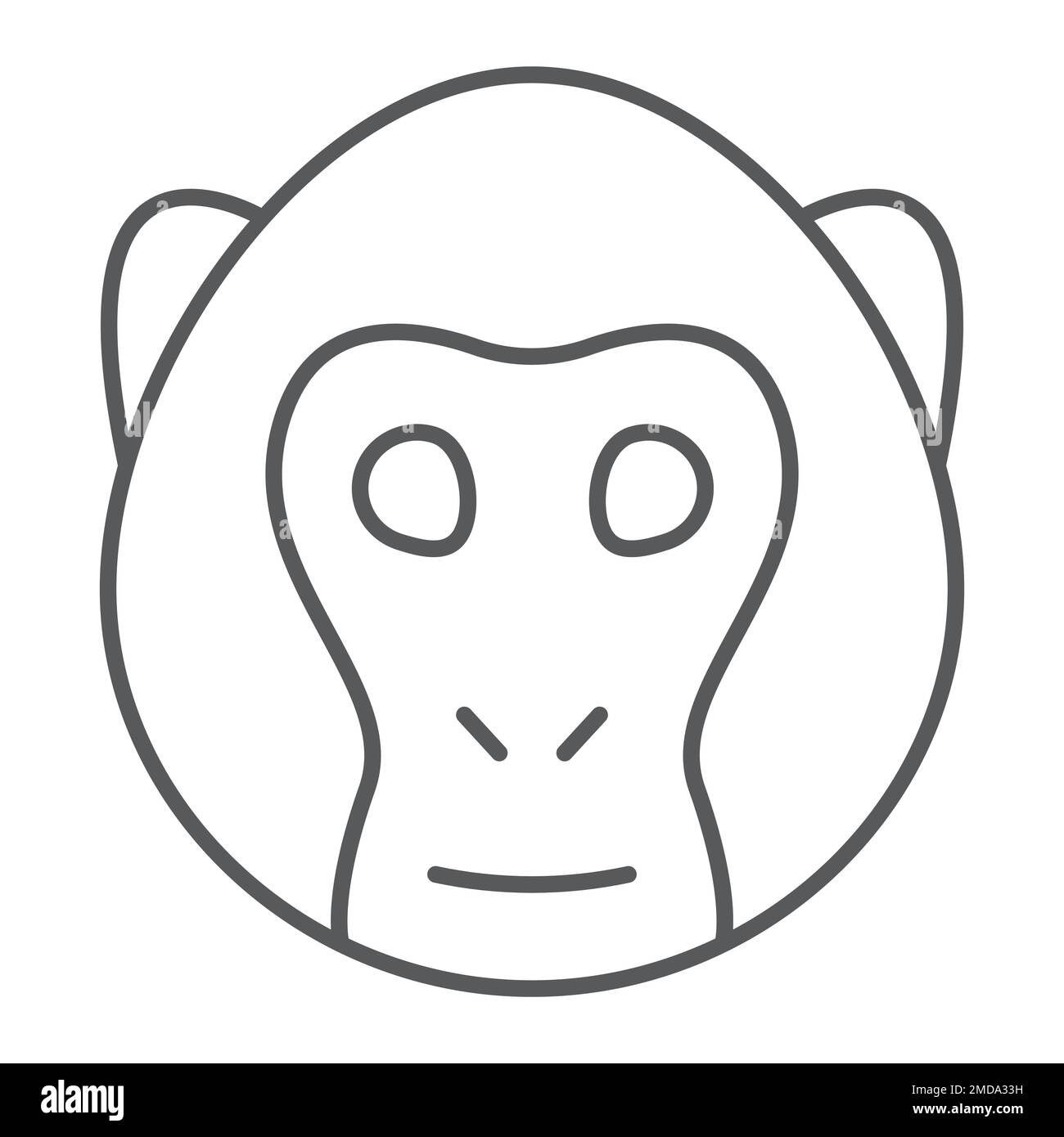 Monkey thin line icon, animal and zoo, simian sign vector graphics, a ...