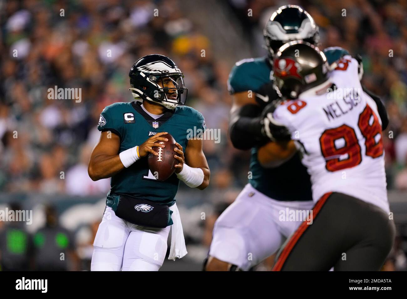 Philadelphia Eagles' Jalen Hurts plays during an NFL football game ...
