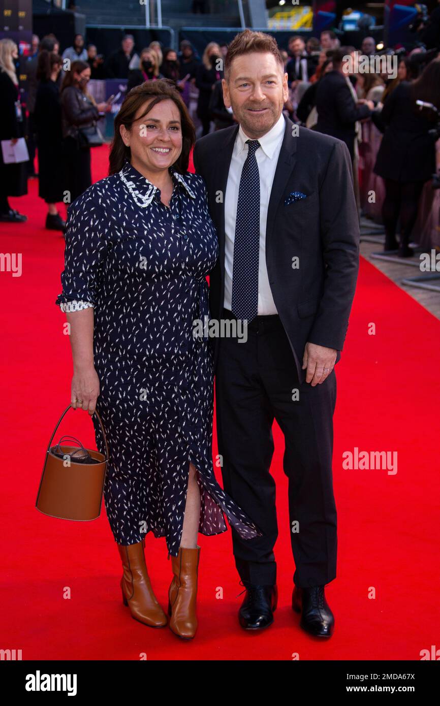Kenneth Branagh, right, and Lindsay Brunnock pose for photographers ...